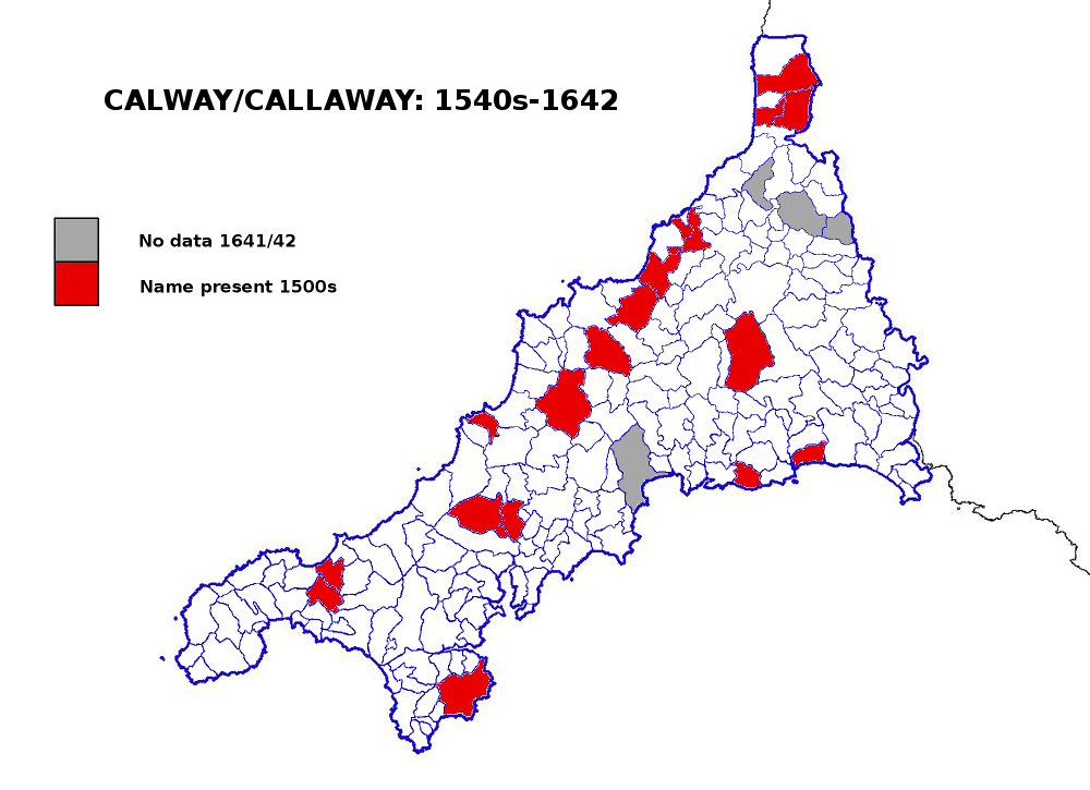Maps for the surnames Callaway and Varcoe – Cornish studies resources